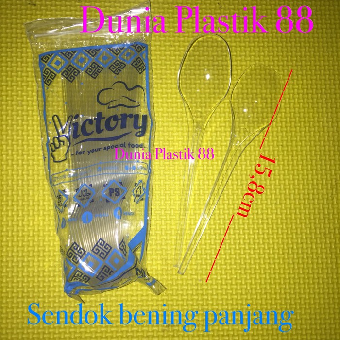 Jual HARGA PC SENDOK makan plastik panjang BENING transparan VICTORY ...
