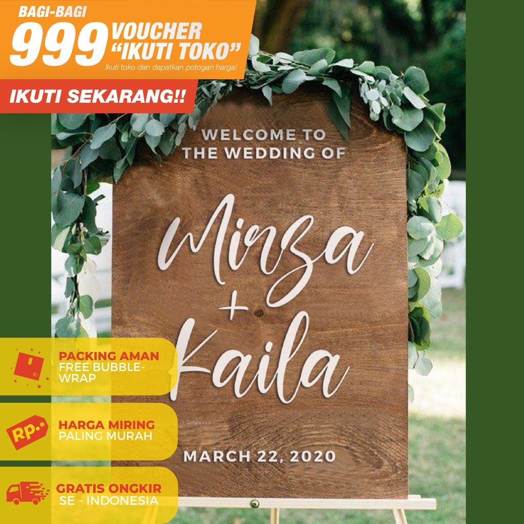 Welcome Sign 60 X 40 / Dekorasi Lamaran / Wooden Sign / Wedding Sign ...