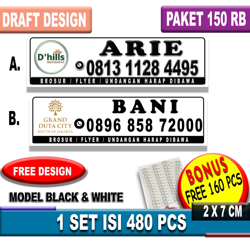 Jual Paket Isi 480 Pcs Stiker Nama Marketing Stiker Bisa Custom Gambar ...