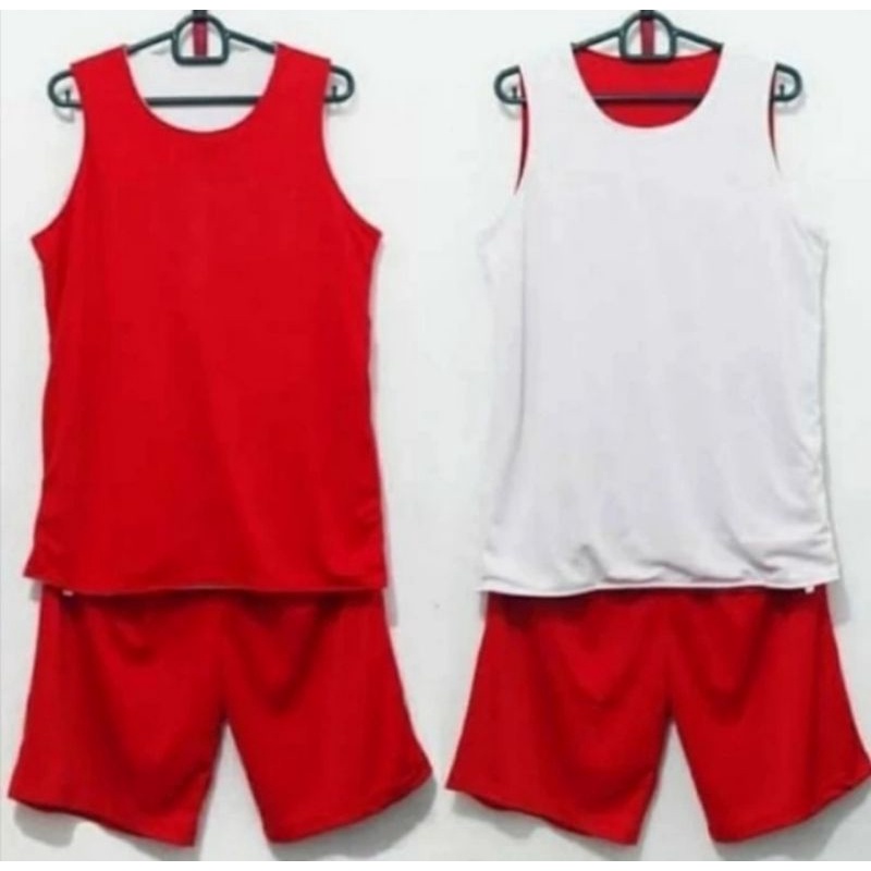 Jual training Jersey basket bolak-balik polos 2 lapis baju Merah putih ... Jual training Jersey basket bolak-balik polos 2 lapis baju Merah putih ...