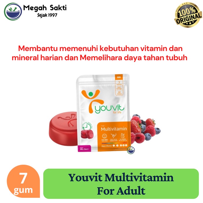Jual Megah Sakti - Youvit Multivitamin SACHET Adult Dewasa 7 Gummies / Gummy Mix Berry | Shopee ...