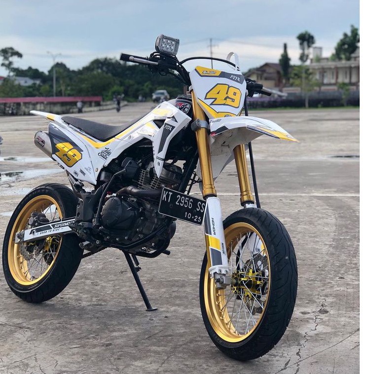 DECAL CRF 150 L PUTIH KOMBINASI GOLD SUPERMOTO FULL BODY CUSTOM DESAIN ...