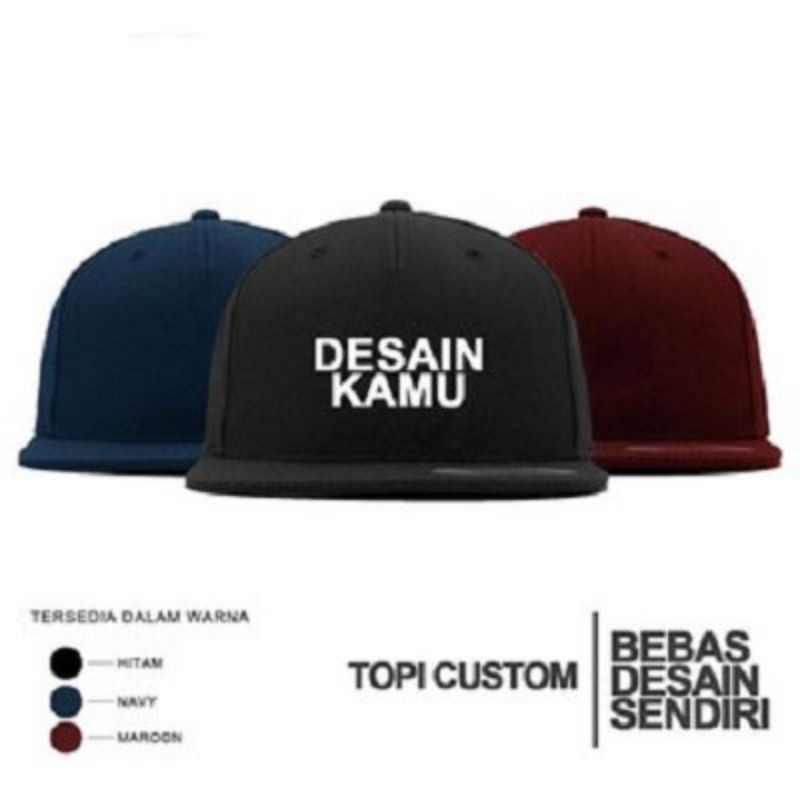 Jual Topi snapback SABLON logo nama dan gambar bebas custom satuan ...