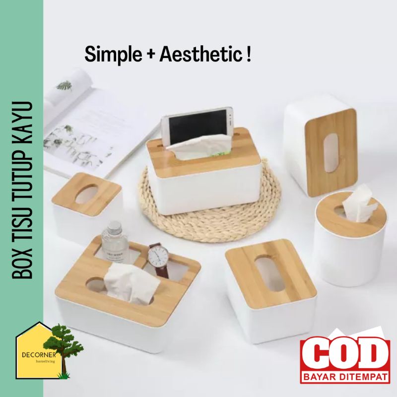 Jual Kotak Tisu Meja Cafe Putih Aesthetic Tissue Box Cover Kayu Premium ...