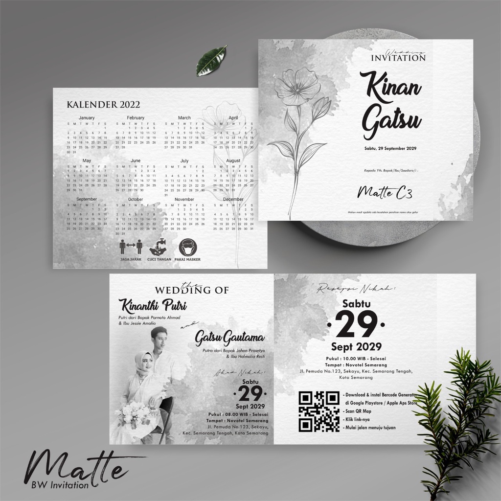 Jual UNDANGAN PERNIKAHAN AESTHETIC MATTE BW - UNDANGAN HITAM PUTIH ...