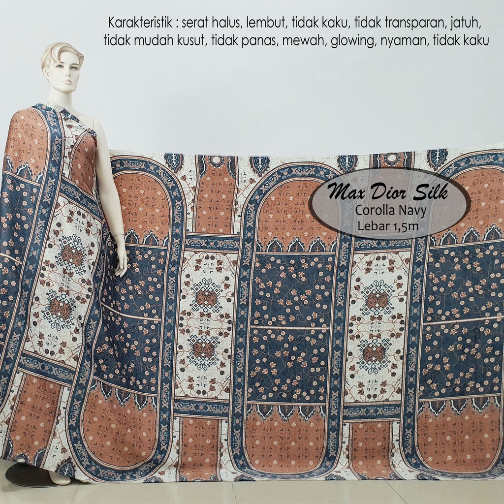 Jual MAXMARA DIOR SILK COROLLA NAVY (per 0,5m) | Shopee Indonesia