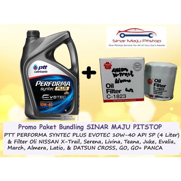 Jual Paket Bundling Oli Ptt Lubricants Syntec Plus Evotec 10W-40 Api Sp 4 Liter & Filter Mobil ...