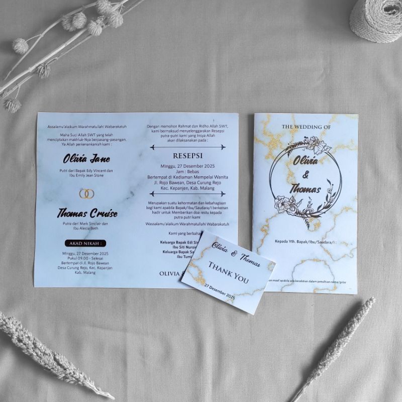 Jual undangan pernikahan gold marble vintage desain murah elegan rustic ...