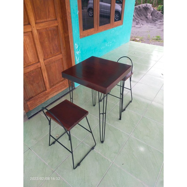 Jual 1 set meja kotak persegi (p:50 cm l:50 cm t:75 cm) & 2 pcs kursi ...