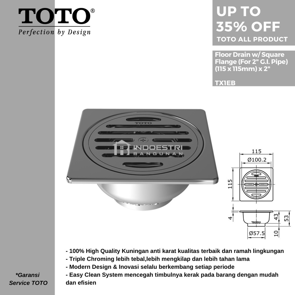 Jual Floor Drain TOTO TX1EB / Saringan Got TOTO TX1EB | Shopee Indonesia