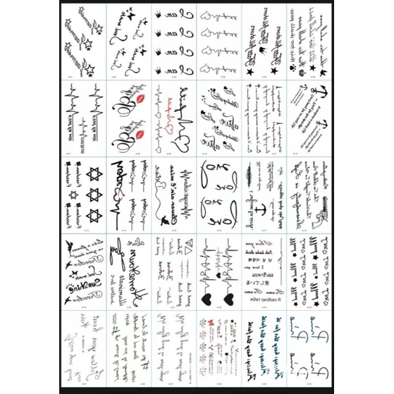 Jual 10 Pcs Tato Temporer Tulisan Temporary Unik Bentuk Random ...