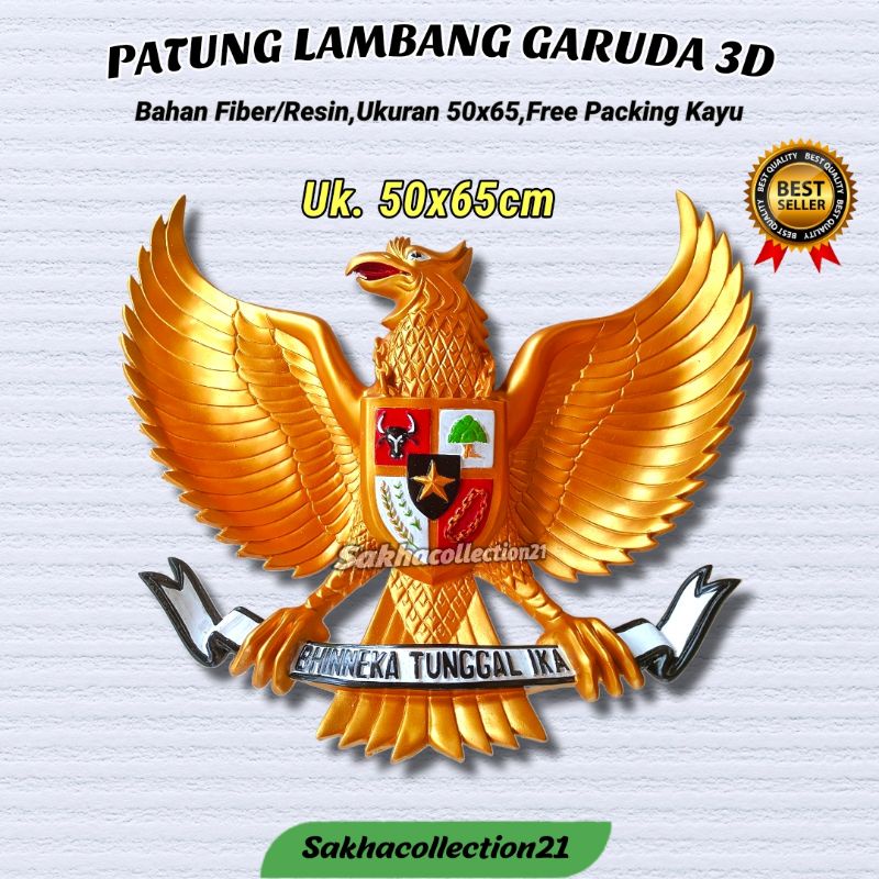 Jual PATUNG LAMBANG GARUDA PANCASILA 3D UKURAN 50X65 FIBER BESAR ...