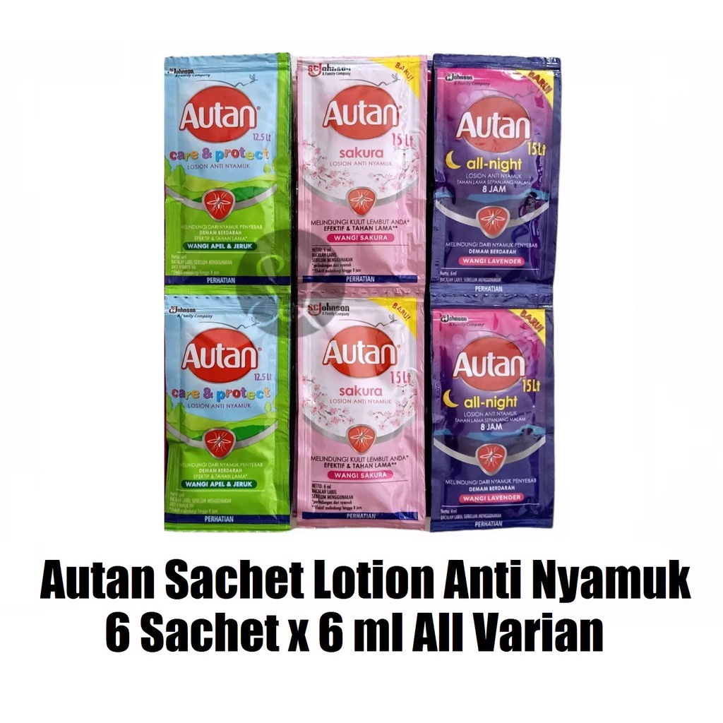 Jual Autan Sachet Lotion Anti Nyamuk 6 Sachet x 6 ml All Varian ...