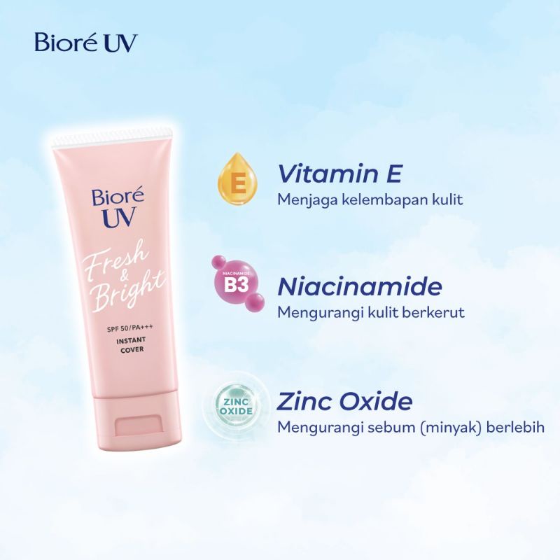 Jual BIORE UV FRESH & BRIGHT SPF 50 PA+++ INSTANT COVER | Shopee Indonesia