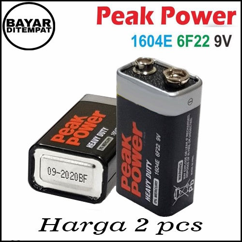 Jual Baterai Battery 9V Peak Power Dry 6F22 1604E Alkaline Battery ...