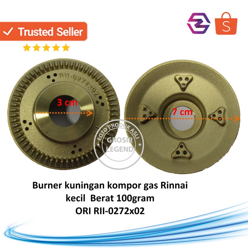 Jual Ring burner kuningan kompor gas Rinnai kecil asli original RII 100 ...