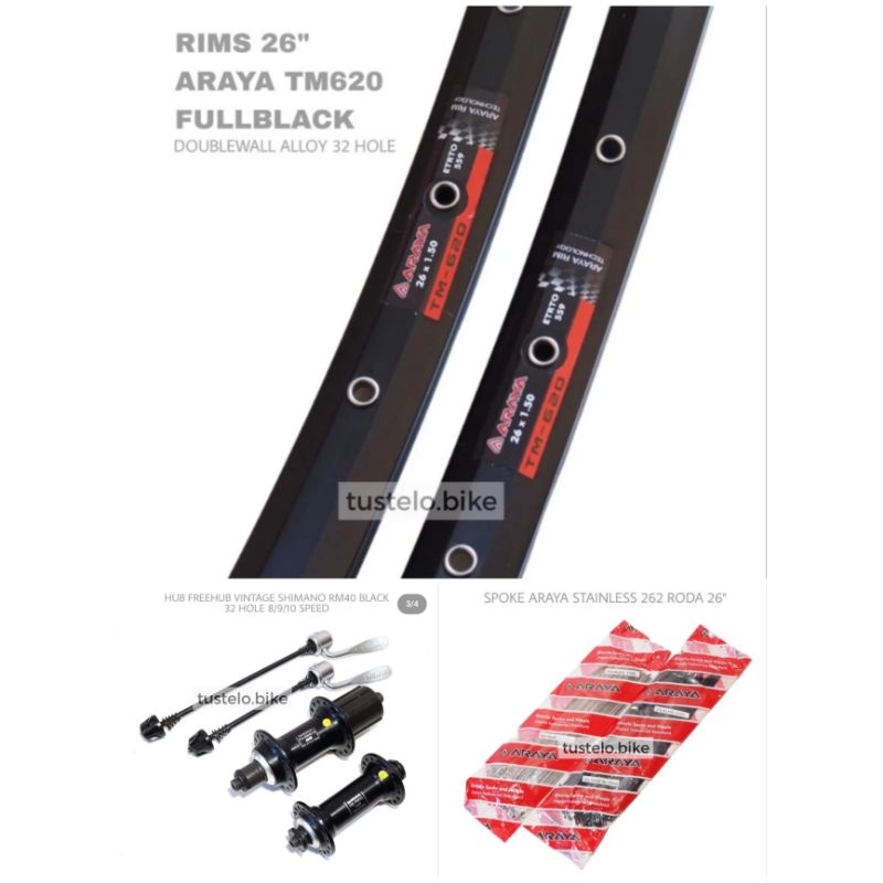 Jual Wheelset 26 Araya TM620 Hub Freehub 32 Hole Rims Spoke Araya ...