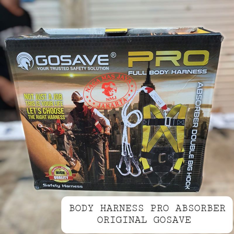 Jual GOSAVE FULL BODY HARNESS PRO ABSORBER DOUBLE BIG HOOK / BODY ...