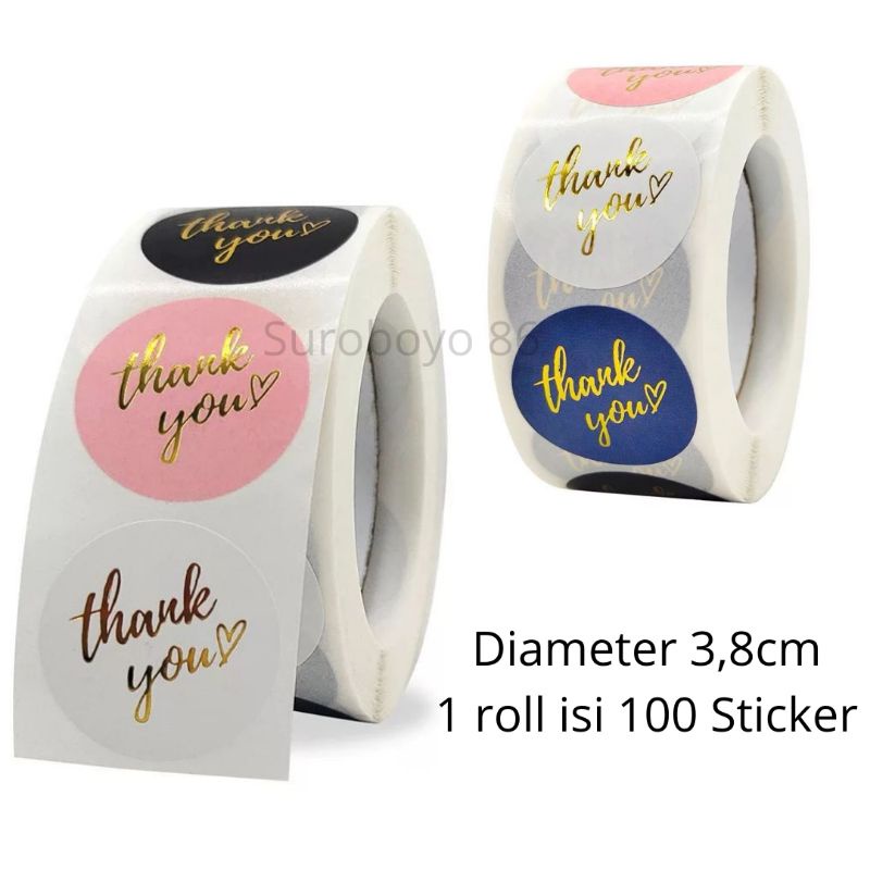Jual Sticker Label Makanan Souvenir Terima Kasih Stiker Thank You 3.8cm ...