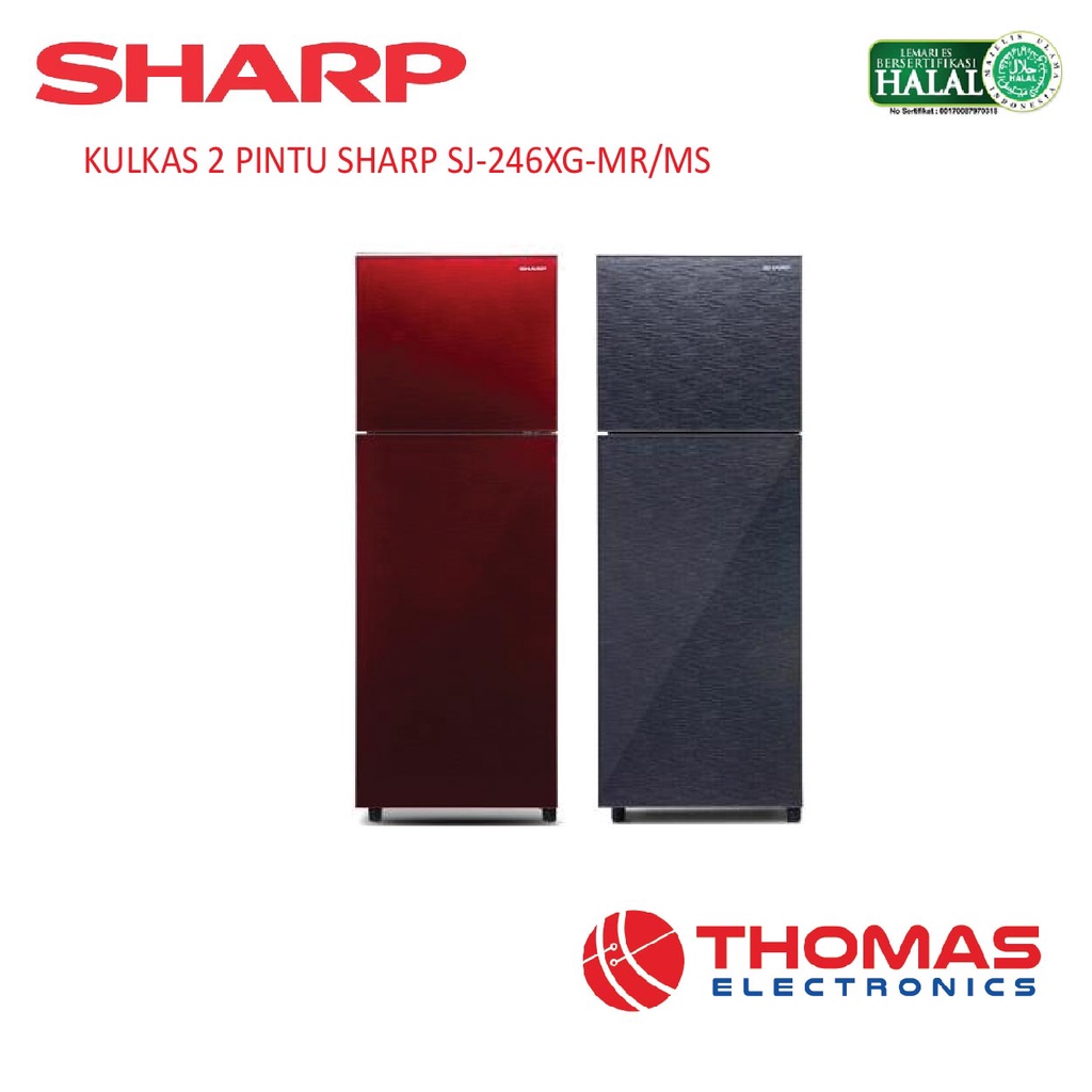 Jual Kulkas 2 Pintu Sharp SJ 246XG MR MS Kulkas Dua Pintu Kapasitas 187 Liter SJ-246XG-MR/MS ...