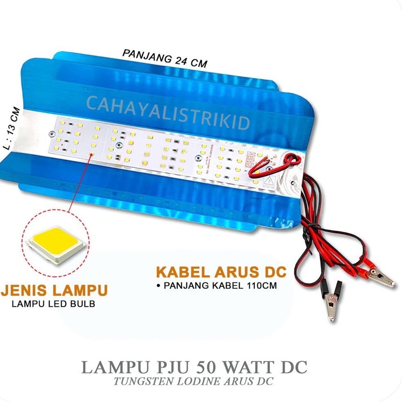 Jual LAMPU JALAN 50W LED SUNLAMP SOROT OUTDOOR PENERANGAN STREET LIGHT DC 12V JEPIT AKI ...