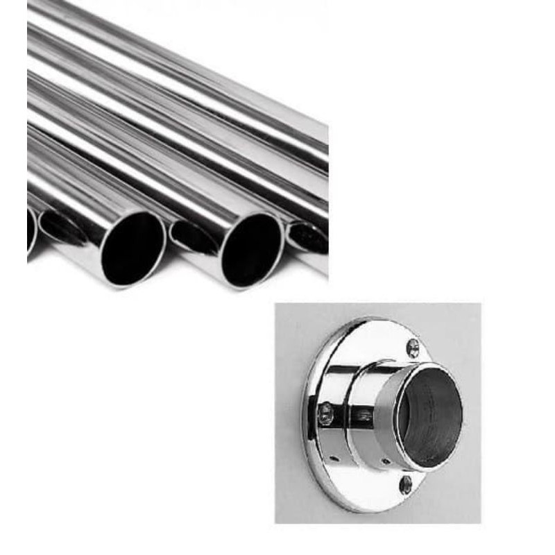 Jual satu set besi pipa bulat + dudukan / besi tiang pipa bulat/ hanger ...