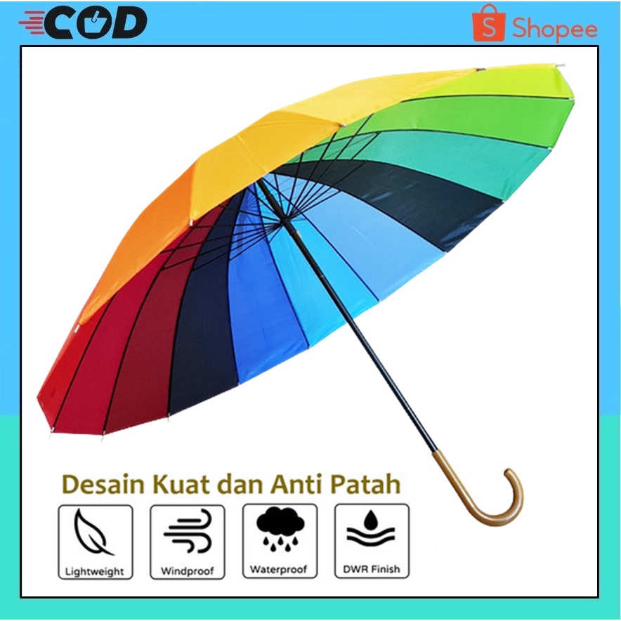 Jual PAYUNG GOLF JUMBO BESAR MOTIF PELANGI 12 WARNA RAINBOW KUAT ...