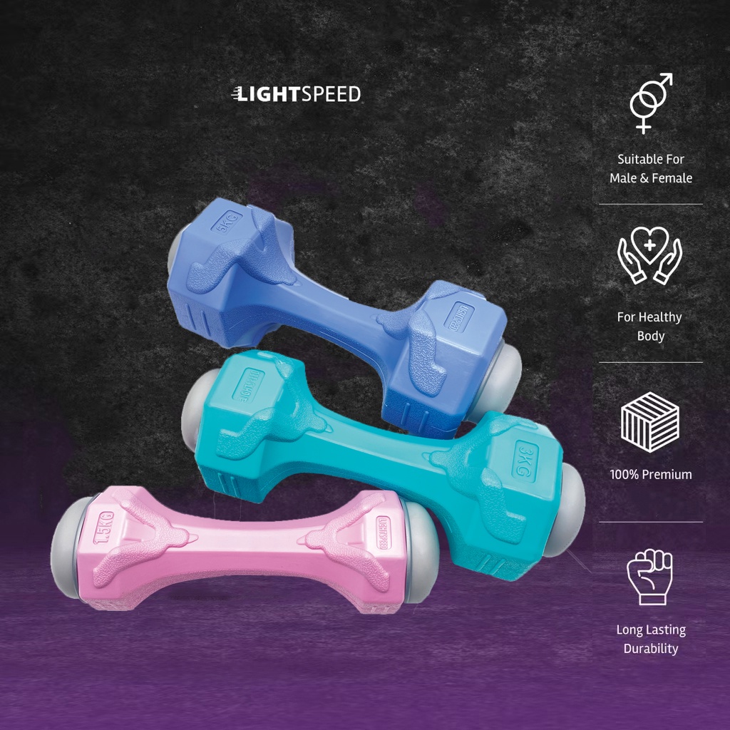 Jual LIGHTSPEED Dumbell 5Kg, 3Kg, Dan 1,5Kg / Barbel Mini / Barbel ...