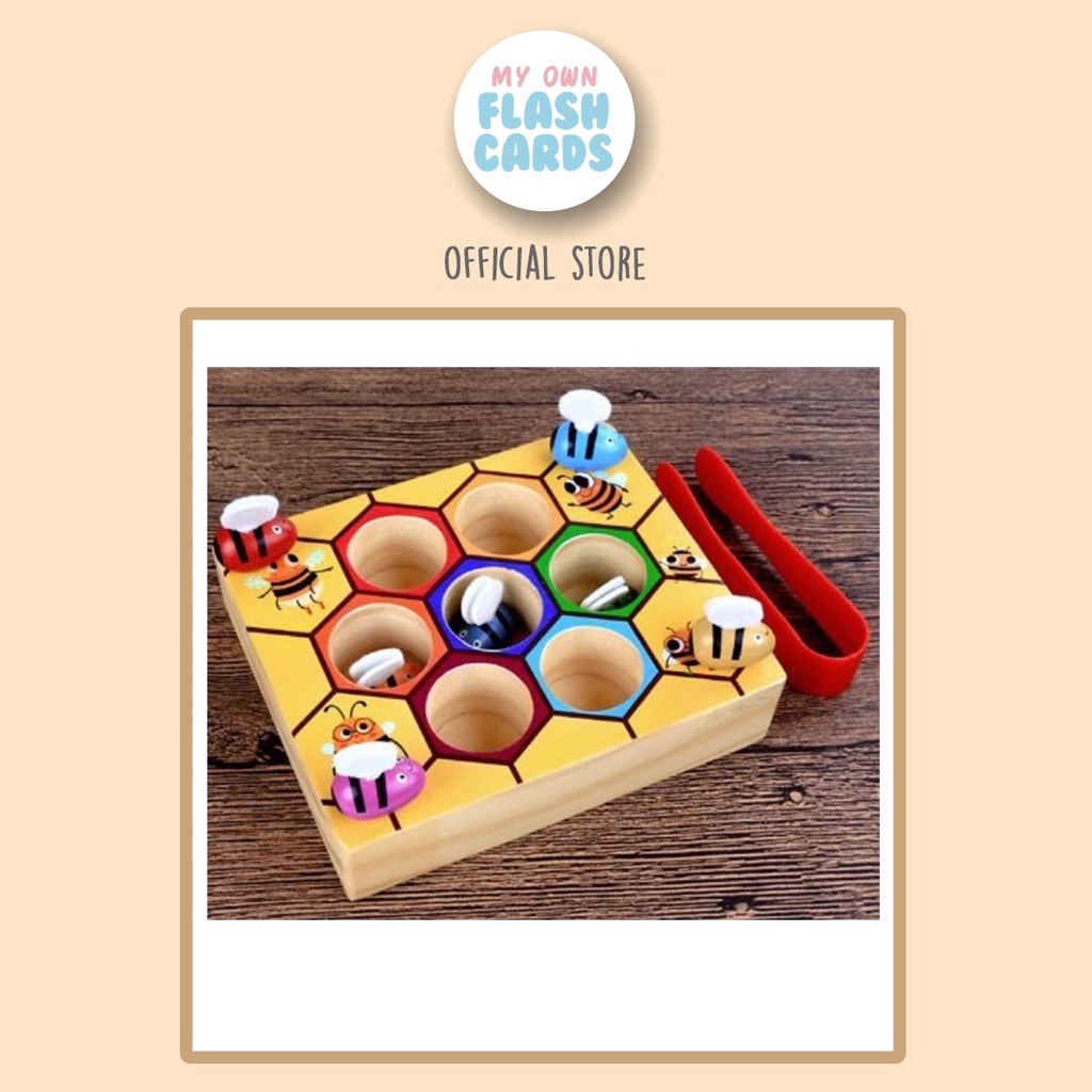 Jual Catching Bee Wooden Montessori Play - Mainan Kayu Jepit Lebah Anak ...
