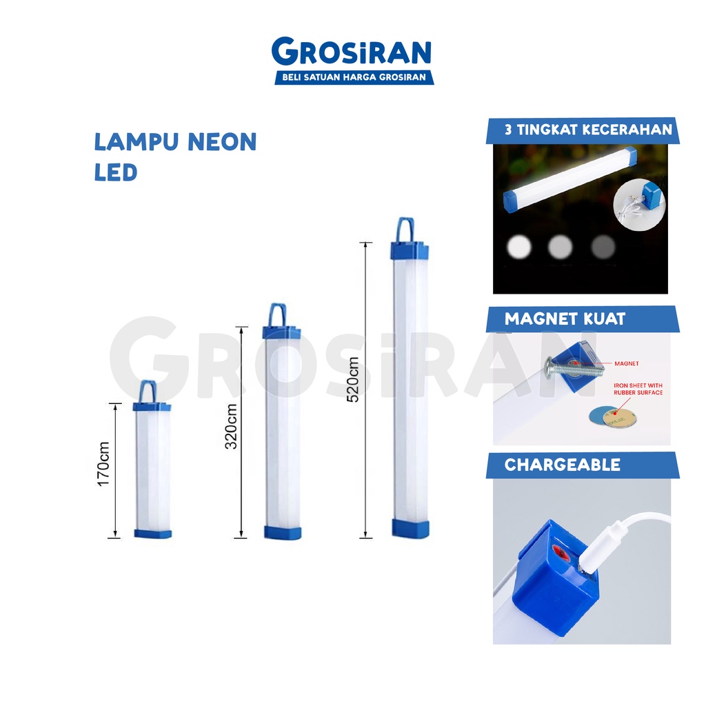 Jual Lampu Neon Panjang Strip Tabung LED USB Portable LET Emergency ...