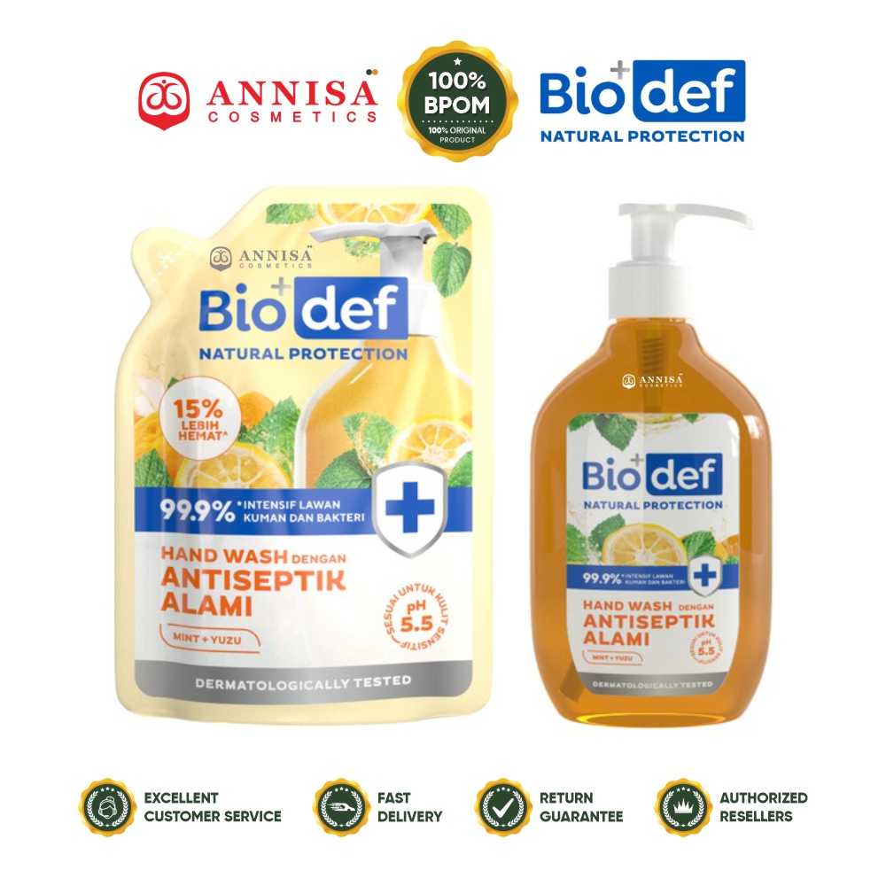 Jual Biodef Natural Protection Hand Wash Mint + Yuzu (Botol 250 mL dan ...