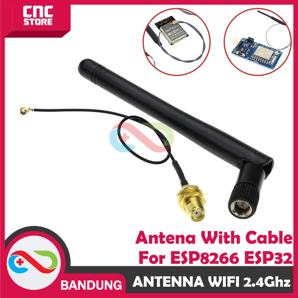 Jual ANTENNA WIFI 2.4G 2.4GHZ WITH SMA CABLE FOR ESP8266 ESP32 | Shopee ...