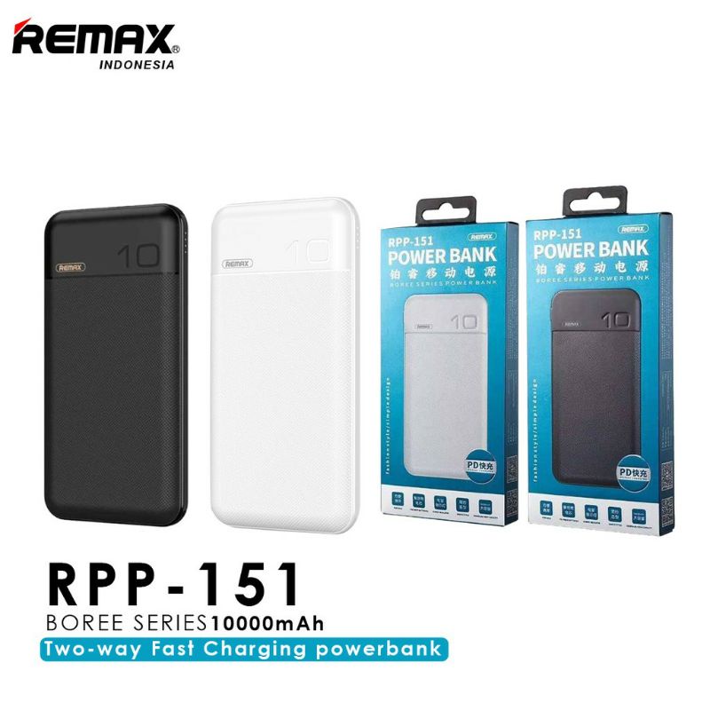 Jual REMAX Boree Series Qc.3.0 and PD Dual Fast Charging 10000mAh Power Bank RPP-151 ( Garansi 1 ...