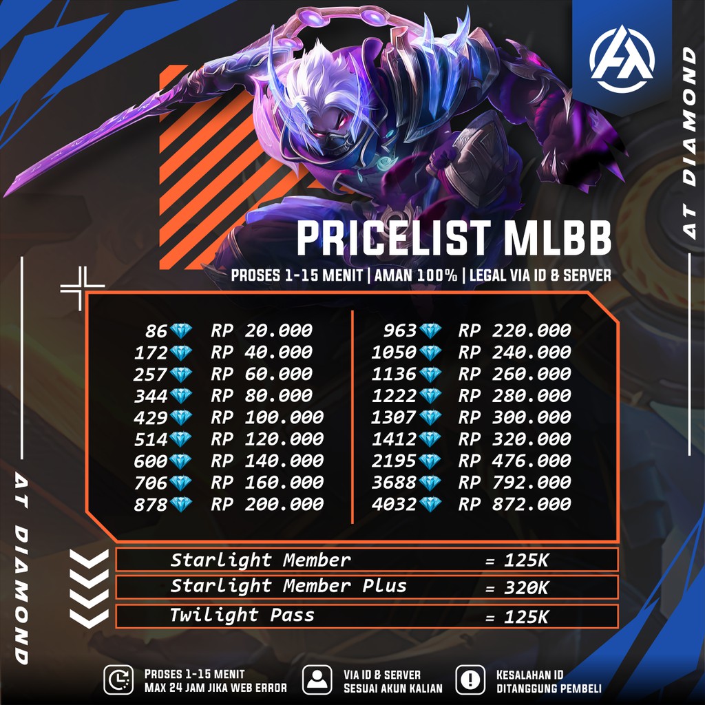 Jual [FAST PROSES] ATDIAMOND ML | DIAMOND MLBB FAST PROSES (GARANSI ...
