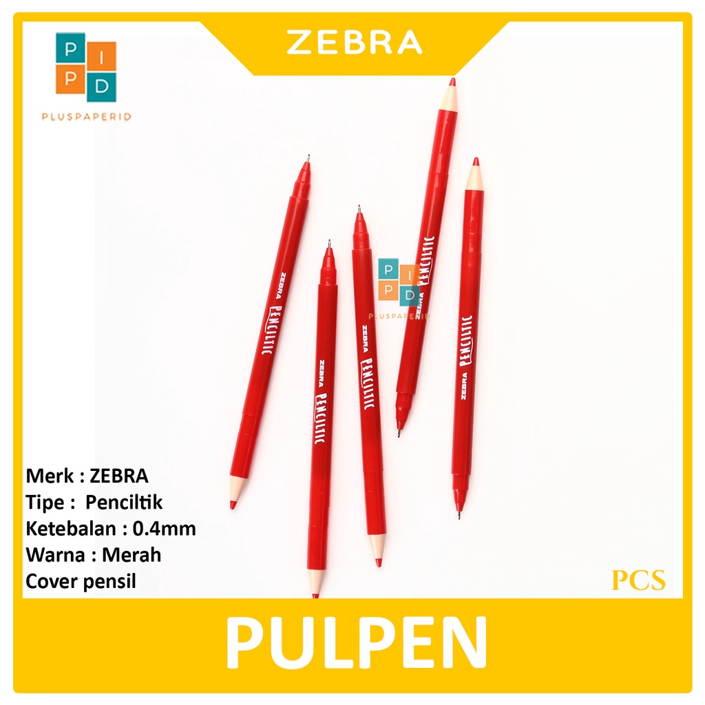Jual ZEBRA - Pulpen Ballpen Penciltic 0.4mm Merah - Pcs | Shopee Indonesia
