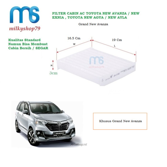 Jual Filter Kabin AC Grand dan New Avanza Veloz Filter Cabin AC (Ukuran ...