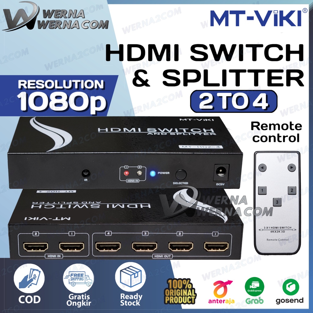 Jual HDMI Switch and Splitter 2 input to 4 output selector with IR ...
