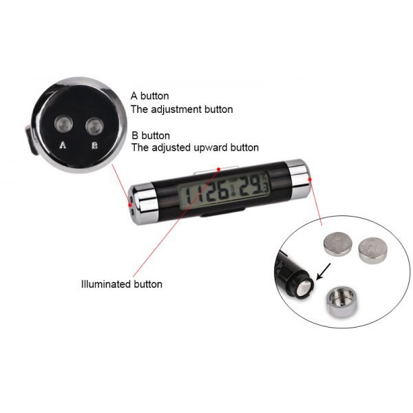 Jual JAM DIGITAL DASHBOARD MOBIL THERMOMETER SUHU JAM MOBIL MINI 2IN1 ...