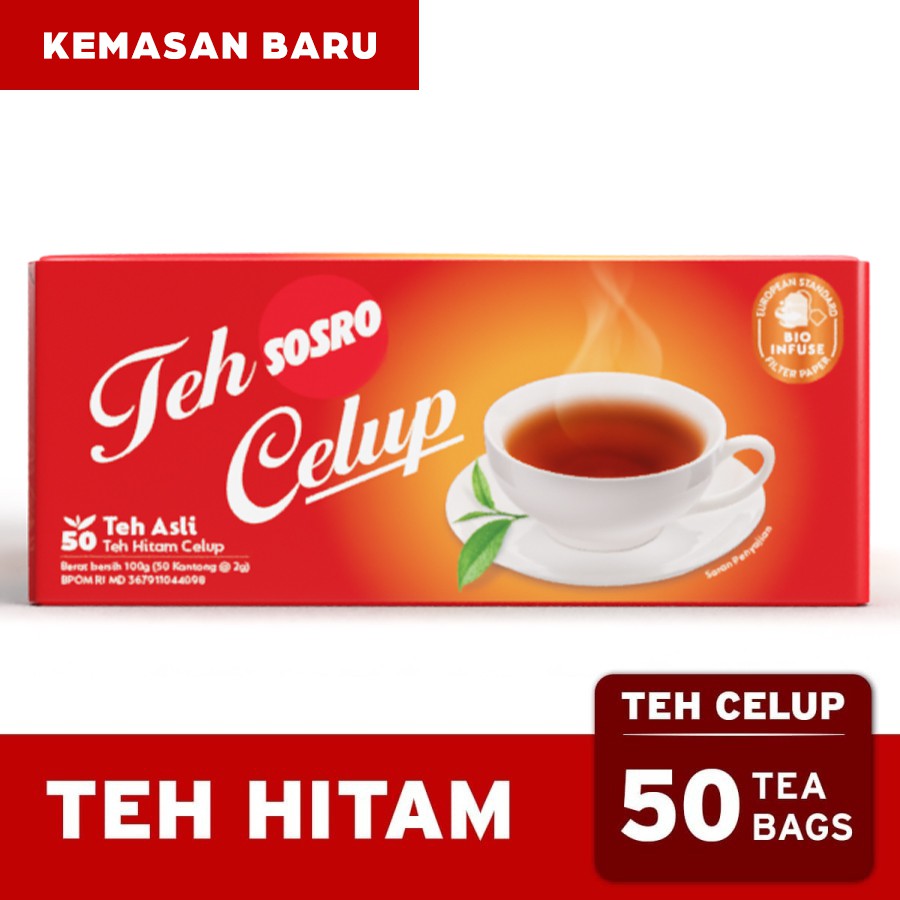 Teh Celup Sosro 50 Bags - Teh Hitam berkualitas - Tea Bag | Shopee ...