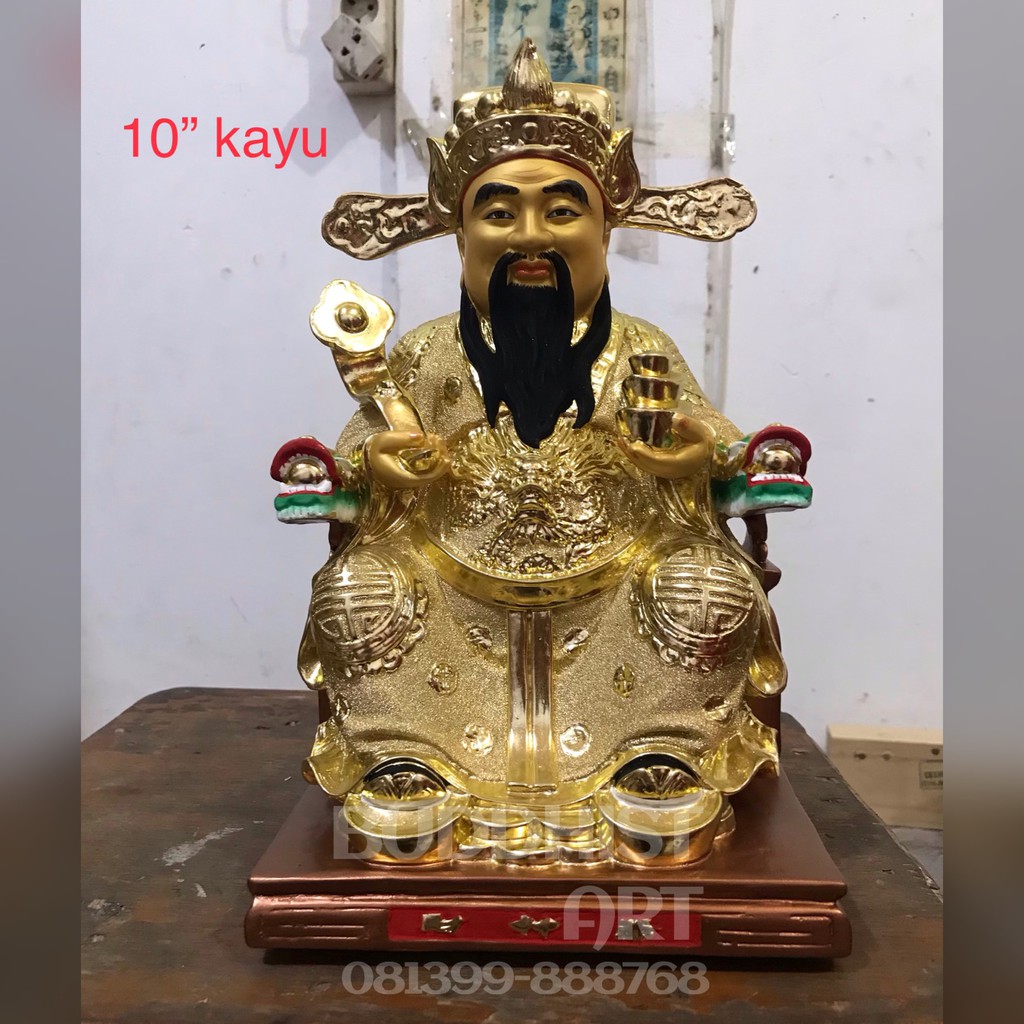 Jual Patung dewa caisen /chai sen/ chaisen ye/ dewa rejeki 10 inch kayu ...