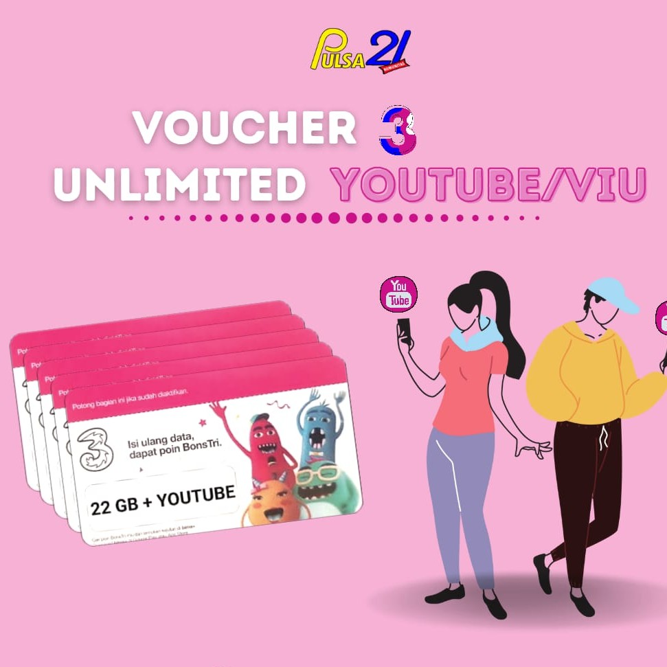 Harga 22gb Unlimited Youtube Tri Voucher Terbaru Agustus 2021 | BigGo Indonesia