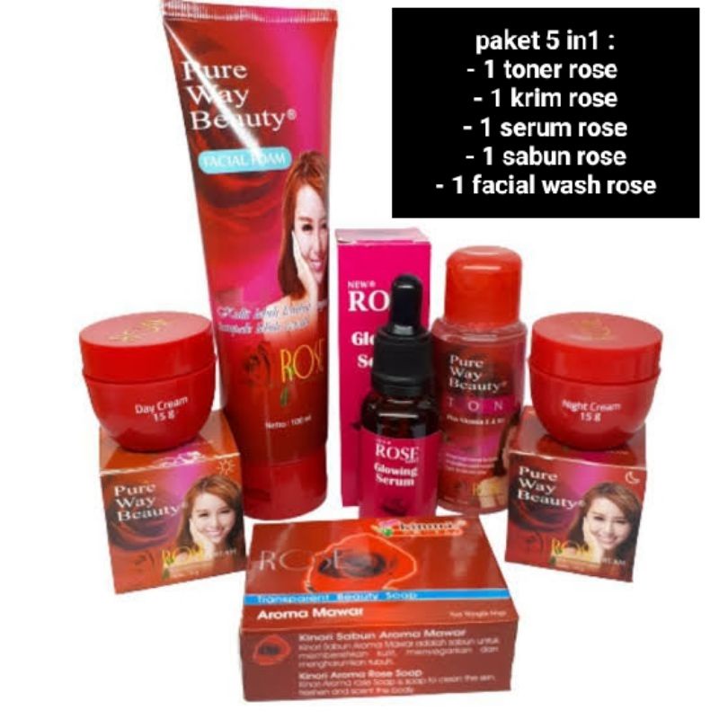 Jual PAKET LENGKAP ROSE ISI TONER, SERUM, ROSE, SABUN, KRIM, FACIAL ...