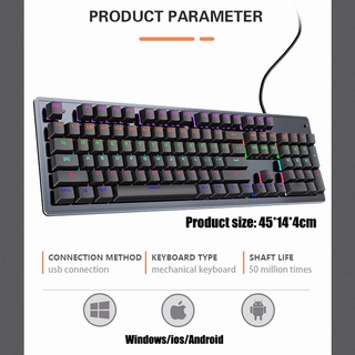 Jual LEAVEN K880 keyboard gaming mechanical pc RGB murah usb wired outemu blue switch mechanical ...