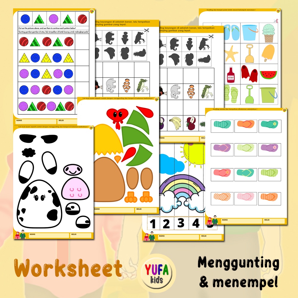 Jual WORKSHEET EDUKASI ANAK PAUD TK AKTIVITAS MENGGUNGTING DAN MENEMPEL ...