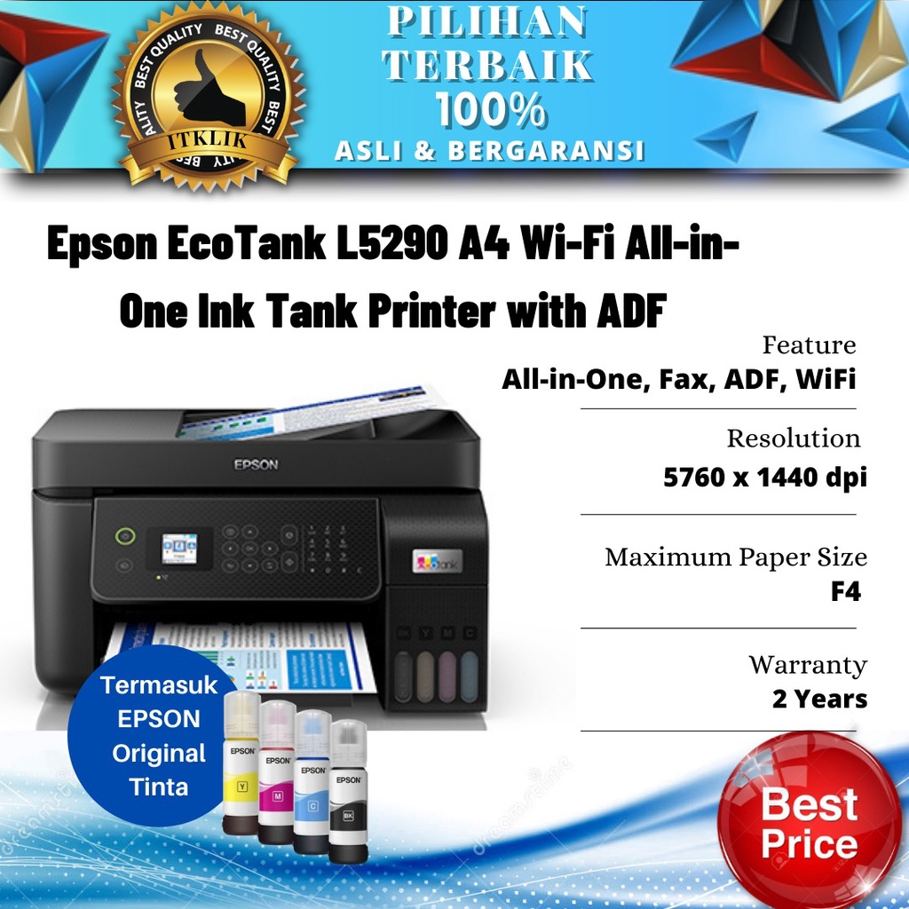 Jual Epson Printer L5290 (Print Scan Copy Fax WiFi) Pengganti L5190 ...