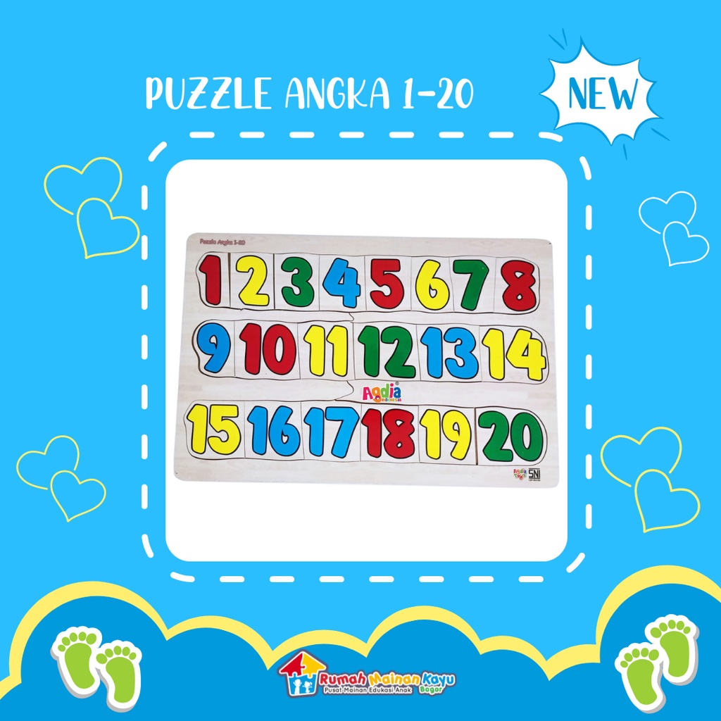 Jual Puzzle Angka 1-20 Mainan Kayu Edukasi Anak | Shopee Indonesia