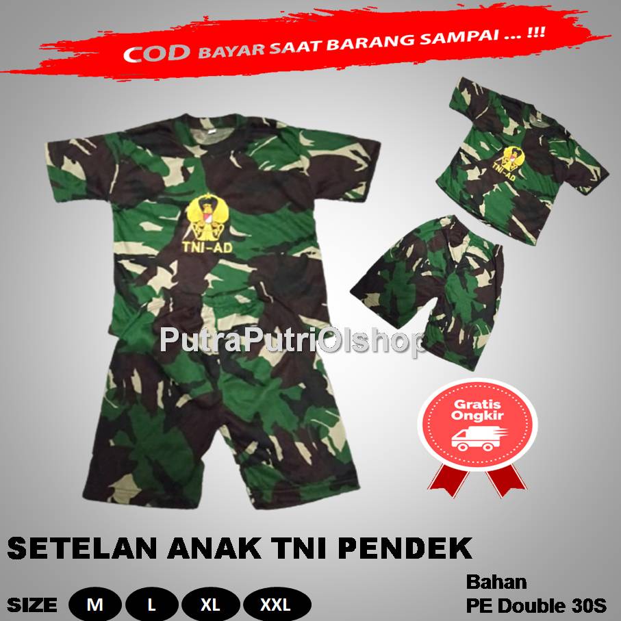 Jual GSM SETELAN KAOS BAJU PIYAMA ANAK LORENG ARMY TENTARA TNI MALVINAS LENGAN PENDEK HARIAN ...
