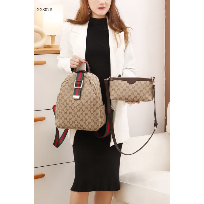 Jual Gucci GG Canvas Backpack With SlingBag #GG302 | Shopee Indonesia