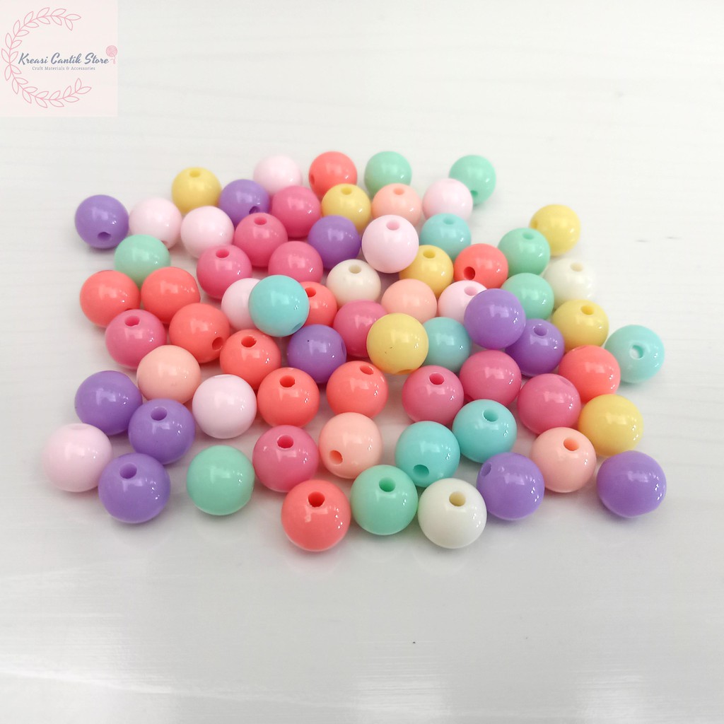 Jual Manik-Manik / Mote Bulat Pastel / DIY / Manik Bulat Pastel Warna Warni 8mm | Shopee Indonesia