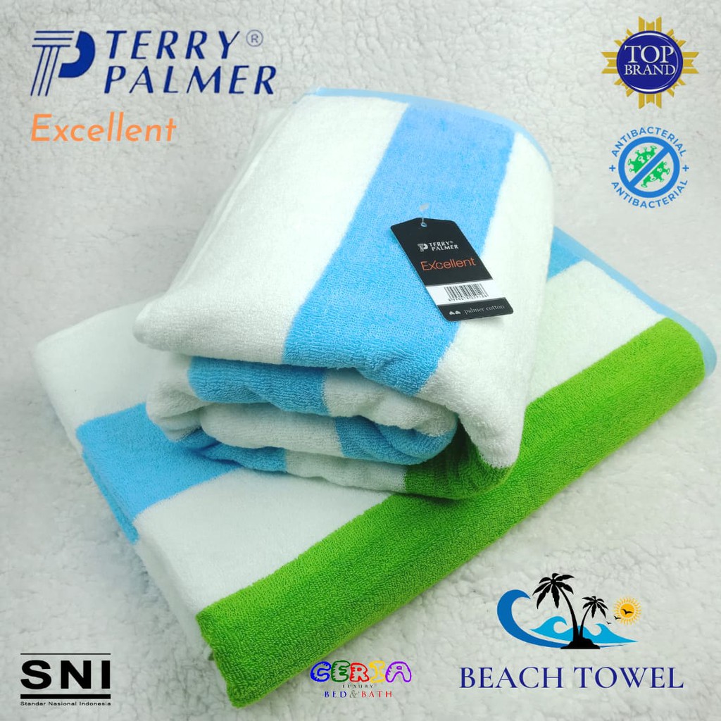 Jual Handuk Jumbo Pantai Hotel Tebal Putih Stripe Biru Muda Cotton Club ...